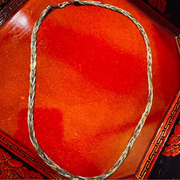 Jewelry | Vintage 14k Gold Plated Tricolor Braided Herringbone Chain ...